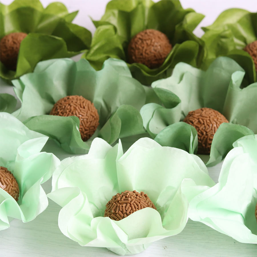Forminha Flor Cheri Mono Tons Verdes Bebê Oliva Pistache 50 Unidades
