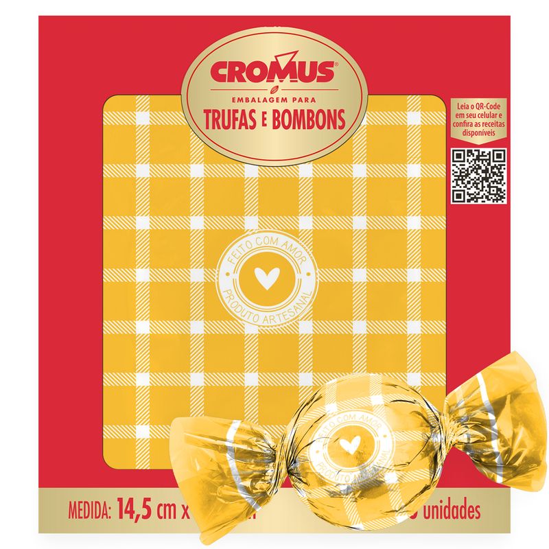 Embalagem Para Trufas e Bombons Lineas Amarelo 14,5X15,5CM 100 Unidades 12500239 CROMUS - Loja ...