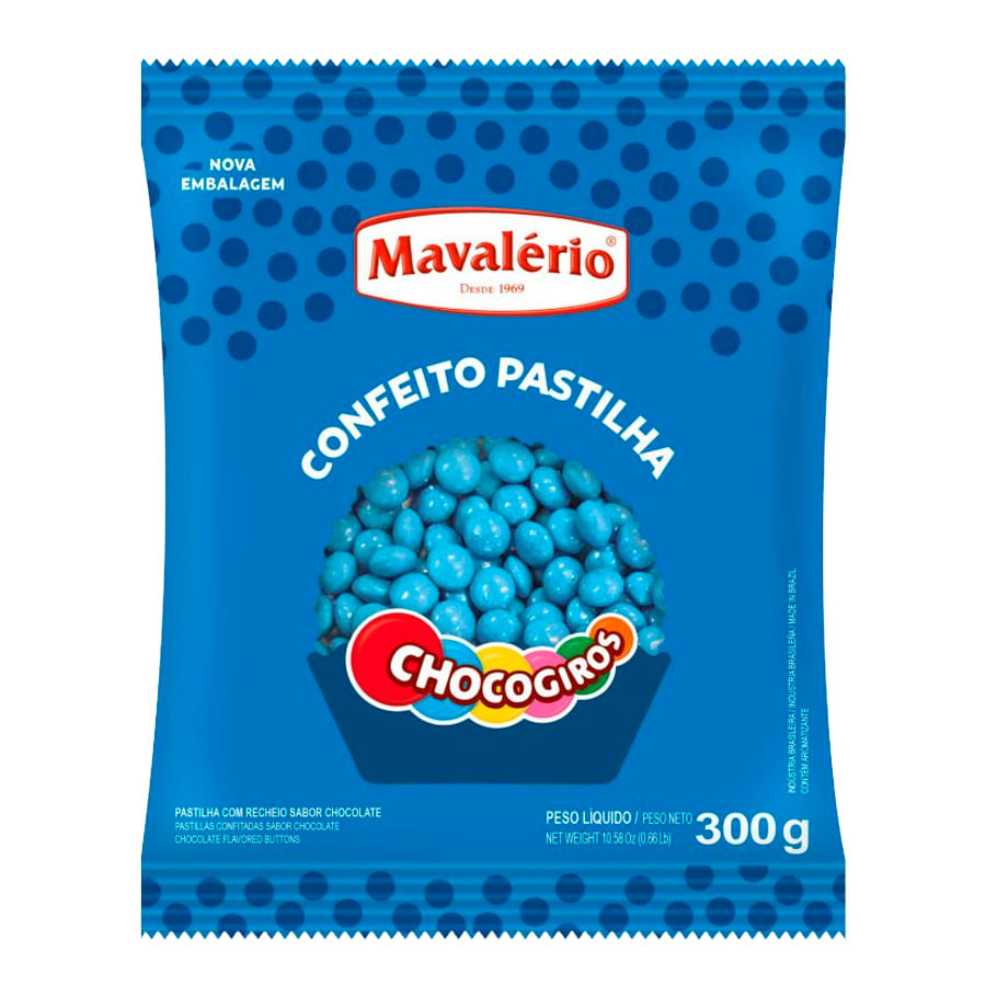 Confeito Chocogiros Mini Azul 300g MAVALERIO - Loja Santo Antonio