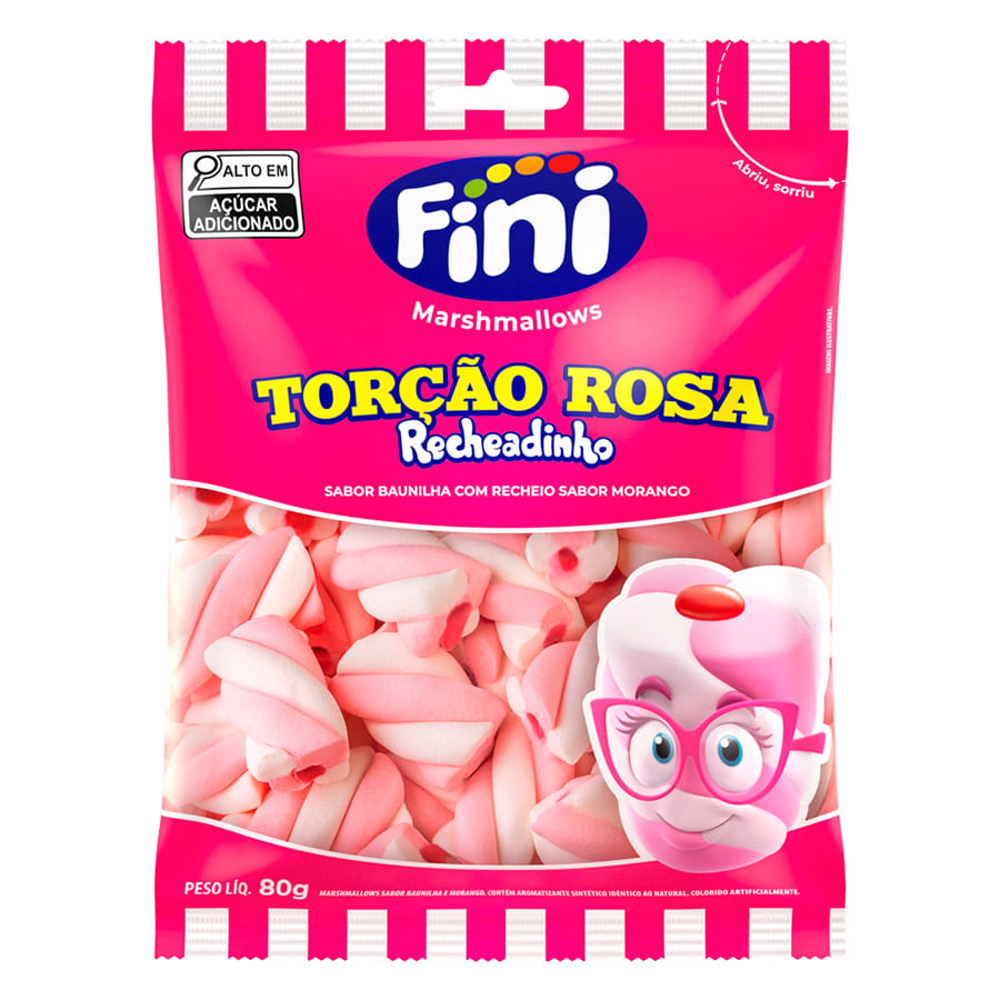 Marshmallow Recheado Rosa e Branco 80G FINI - Loja Santo Antonio